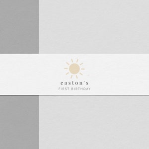 Water Bottle Label Template, Sunshine Birthday, Sun 1st Birthday, First ...