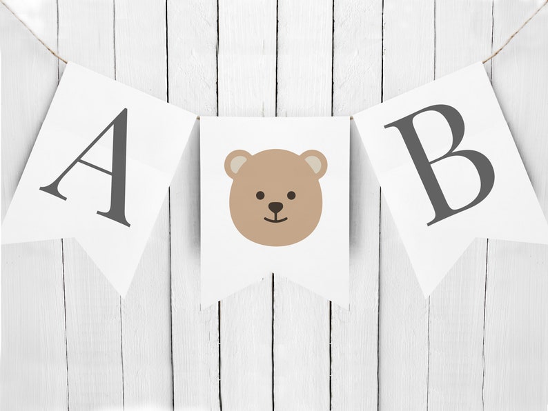 Happy Birthday Banner Template 5x7 Banner Flags Bear - Etsy