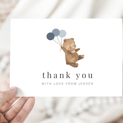 Editable Thank You Card Bear Thank You Note Teddy Bears - Etsy