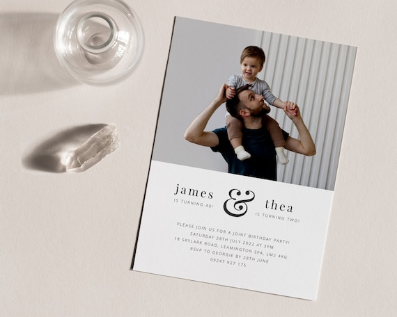 Joint Birthday Invitation Template Parent Child Invite Photo | Etsy