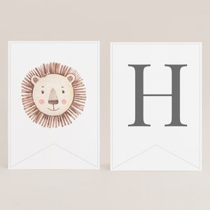 Happy Birthday Banner Template, 5x7 Banner Flags, Safari Birthday, Lion ...