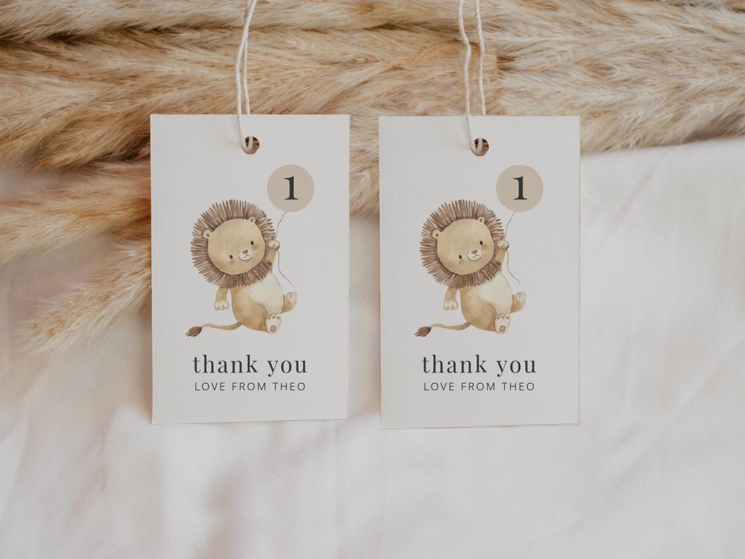 Lion Favor Tag Template, Lion Gift Tag, Safari Jungle Thank You Tag ...