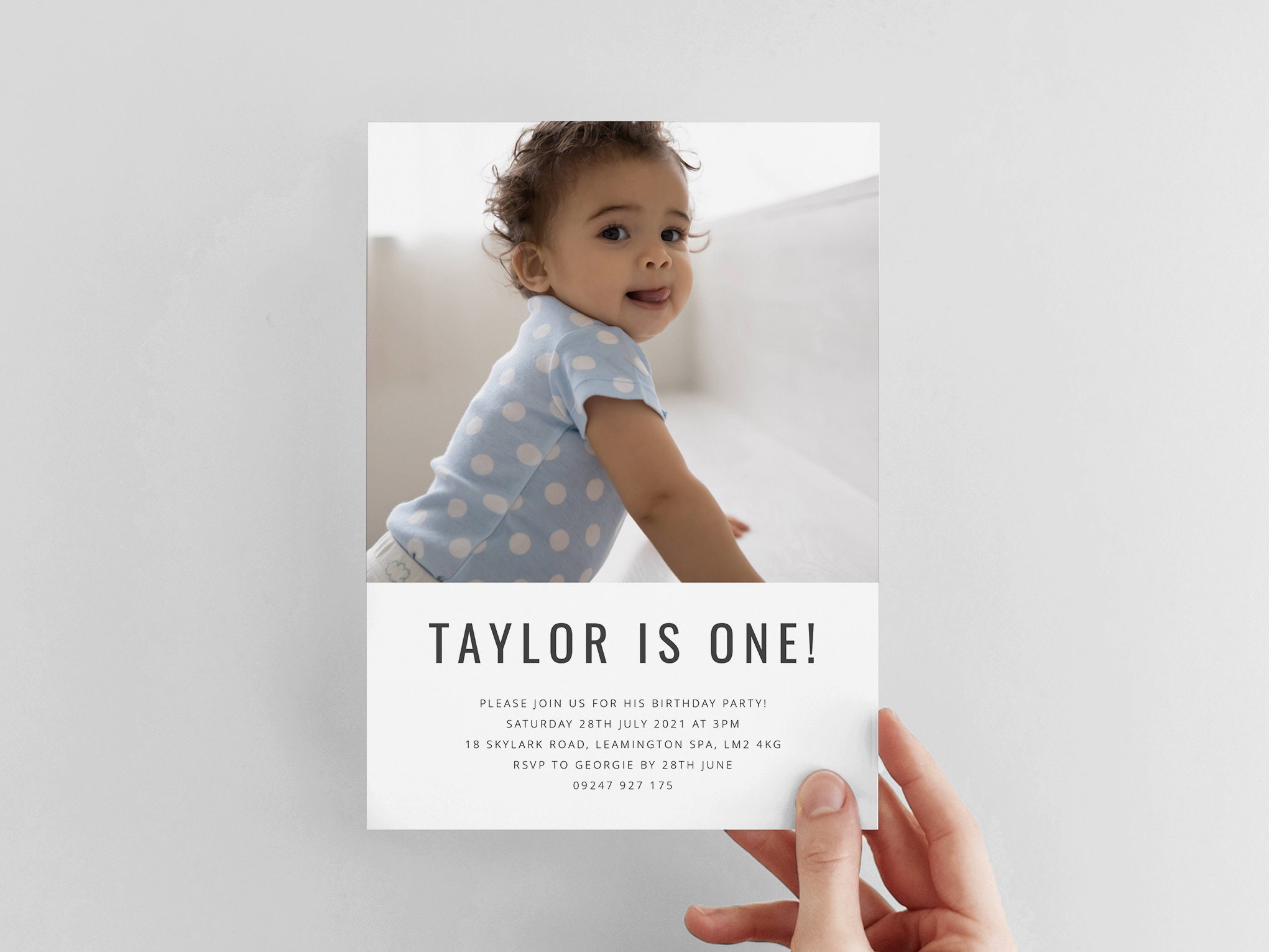 Editable Invite and Mini Milestone Print Modern 1st Birthday - Etsy