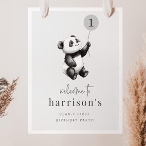 Panda Welcome Sign Template, Panda Bear Birthday Party, 1st Birthday ...