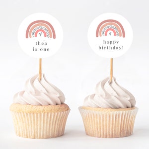 Cupcake Toppers Template | Rainbow Cupcake Toppers | 1st Birthday ...