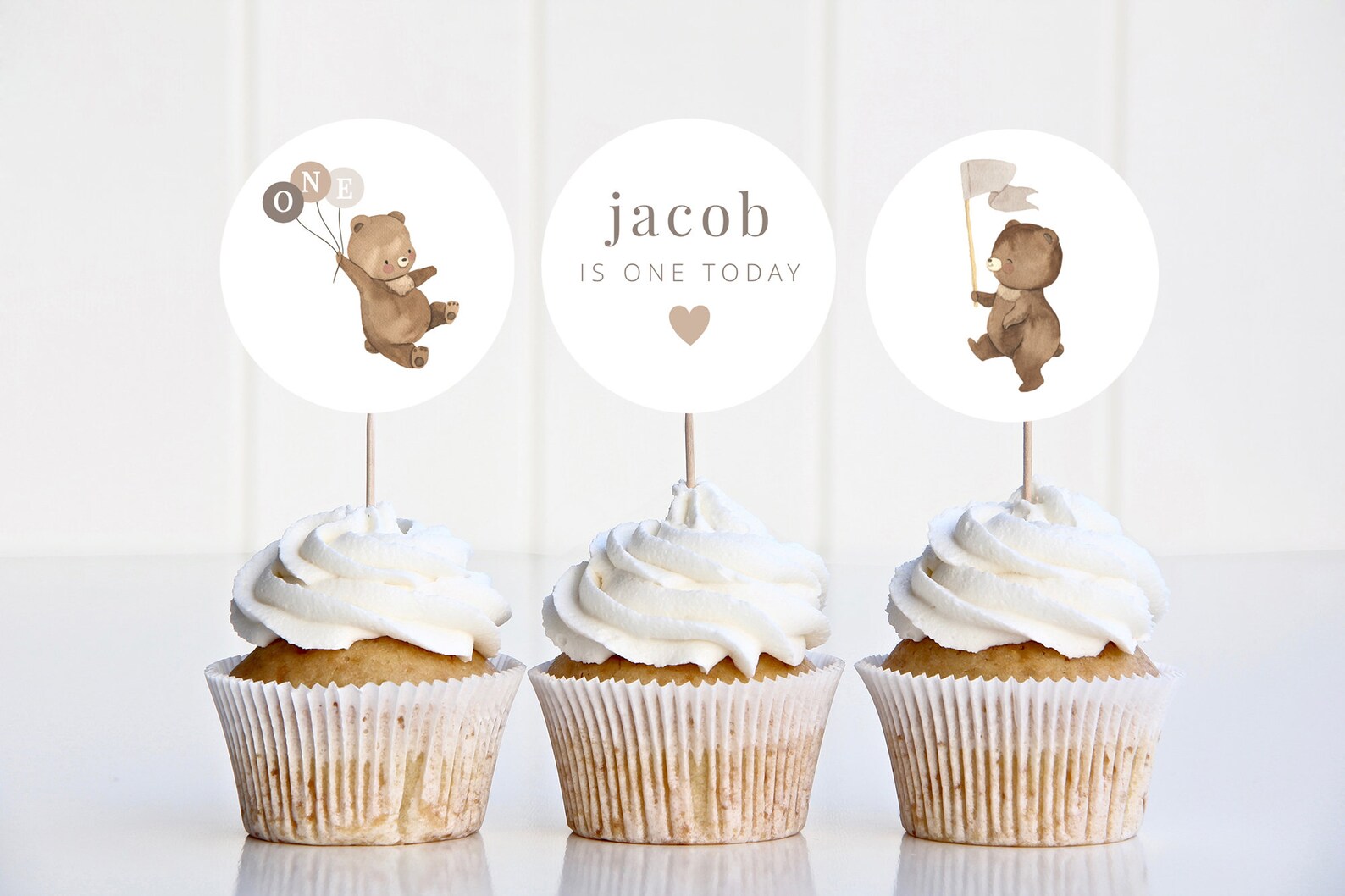 Cupcake Topper Template, Bear Balloons Cupcake Toppers, Teddy Bears ...