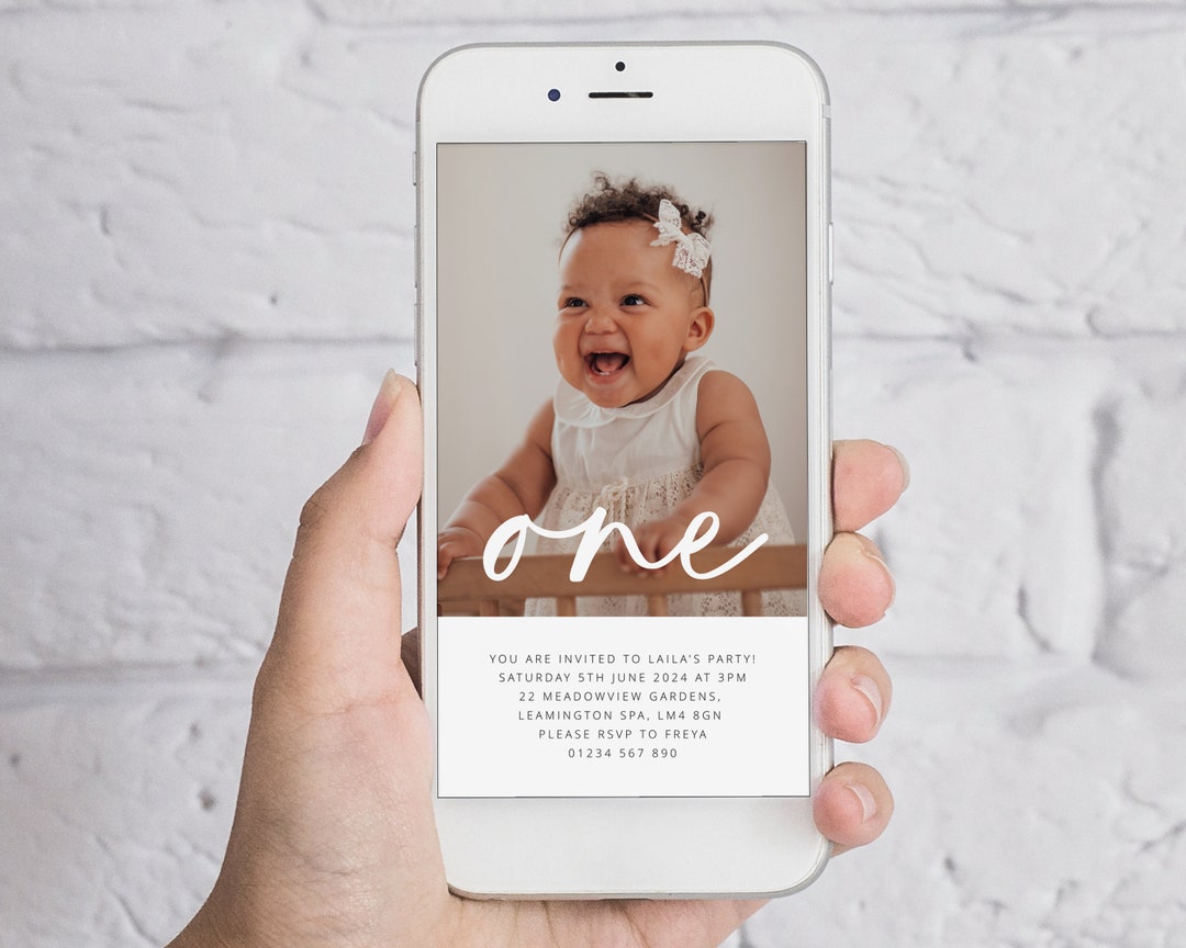 1st Birthday Invite, Evite Birthday, First Birthday Invite Digital ...