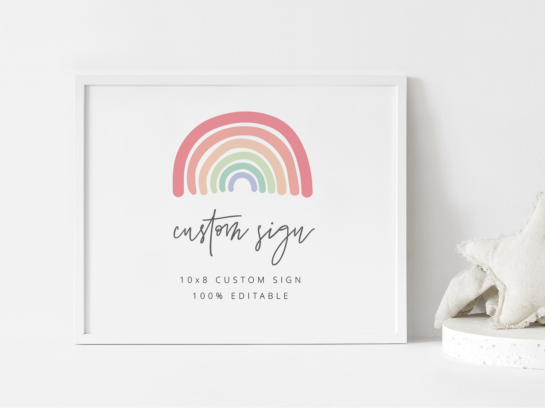 Custom Sign Template Editable Sign Pastel Rainbow Rainbow | Etsy