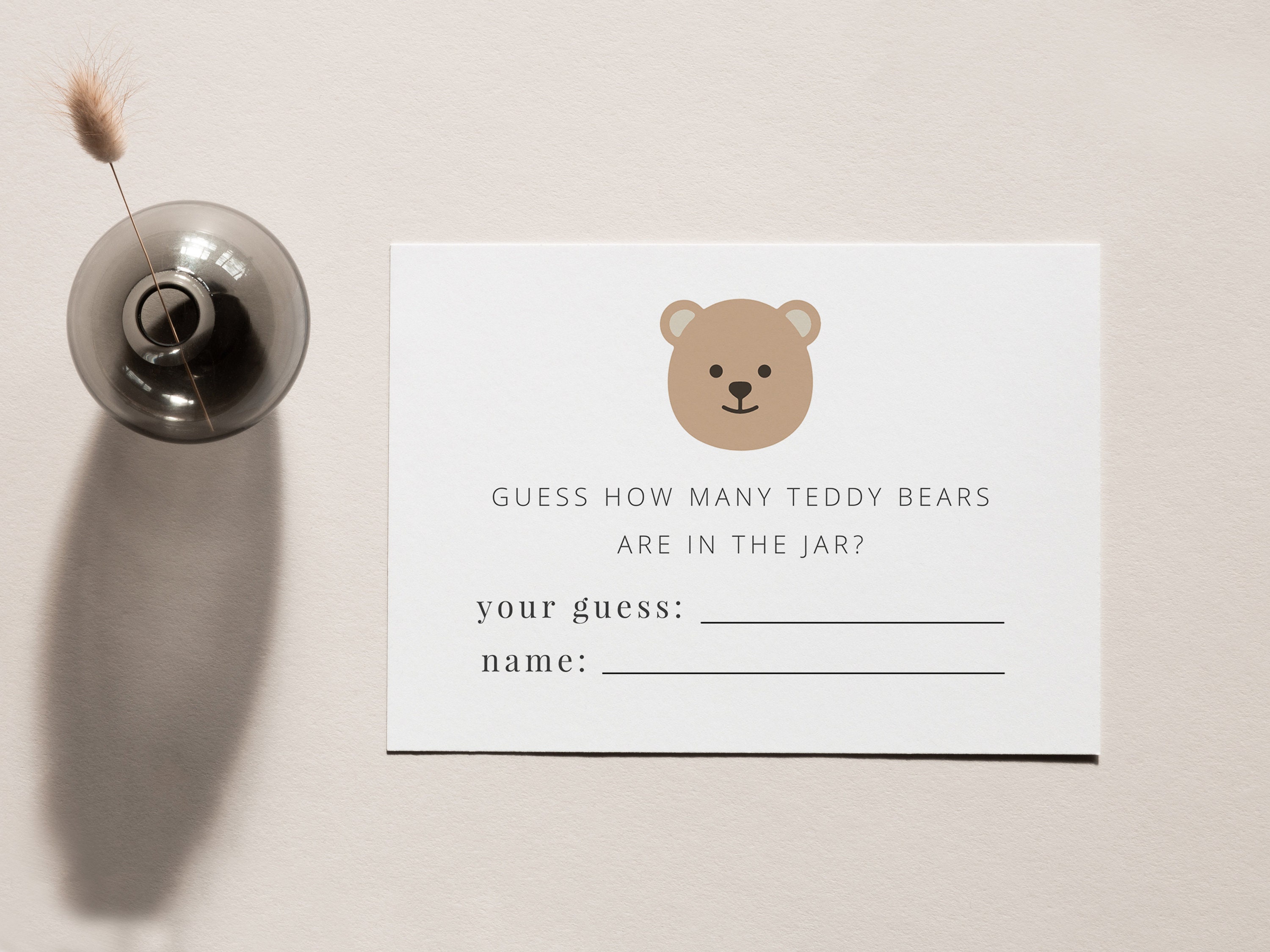 Guess How Many Bears in the Jar, Baby Shower Game, Editable Sign, Teddy ...