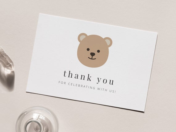 Editable Thank You Card Bear Thank You Note Teddy Bears | Etsy