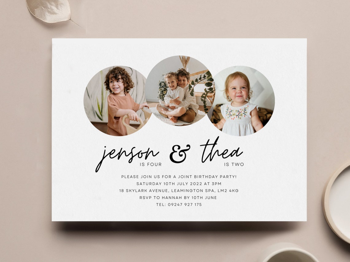 Joint Birthday Invitation Template 3 Photos Birthday Invite | Etsy