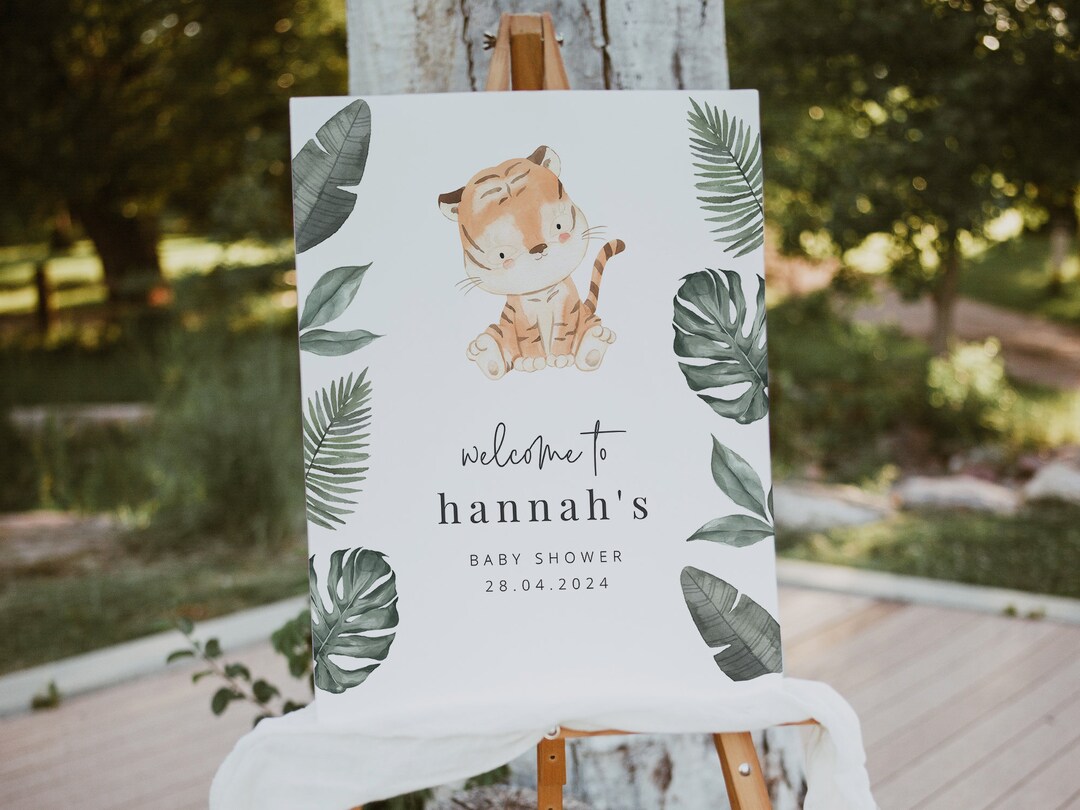 Tiger Baby Shower, Welcome Sign Template, Safari Welcome Sign, Jungle ...