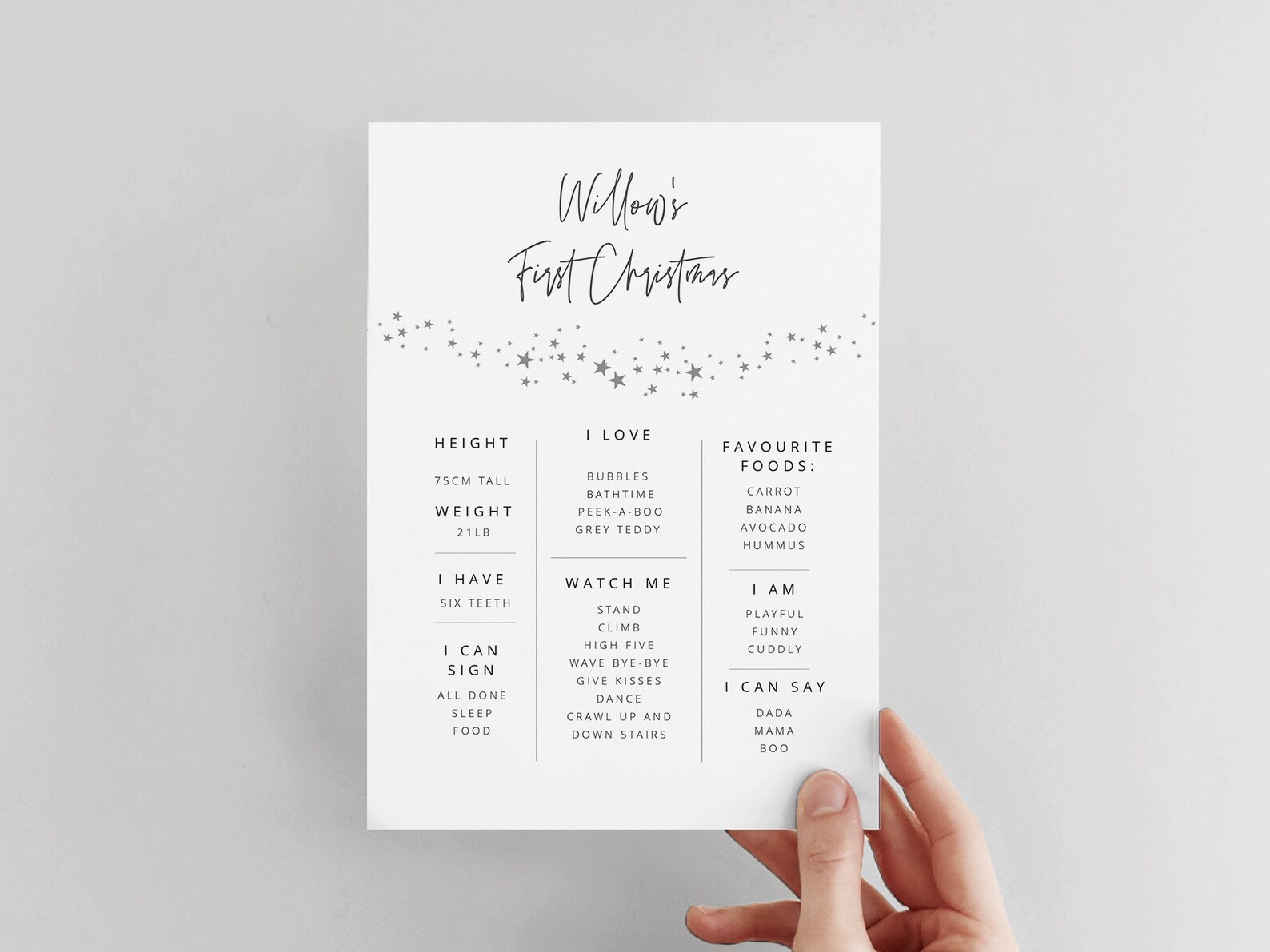 Editable Mini Milestone Card Babys Christmas Milestone Card | Etsy