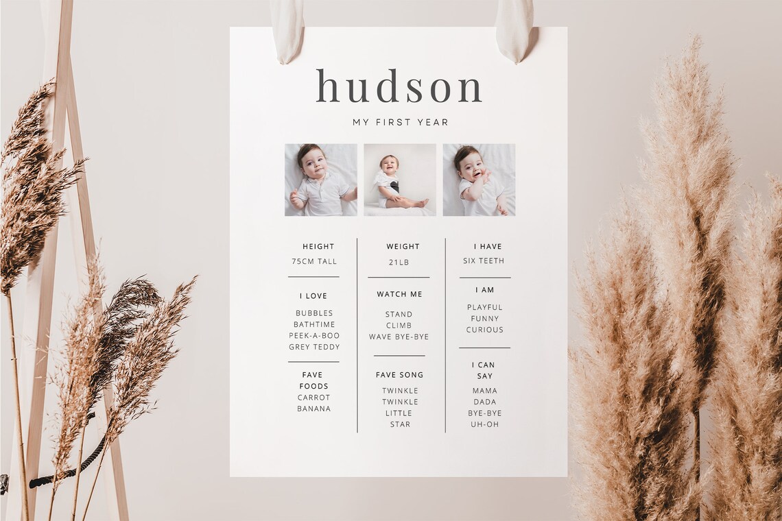 Editable Milestone Poster Canva Template 1st Birthday | Etsy UK