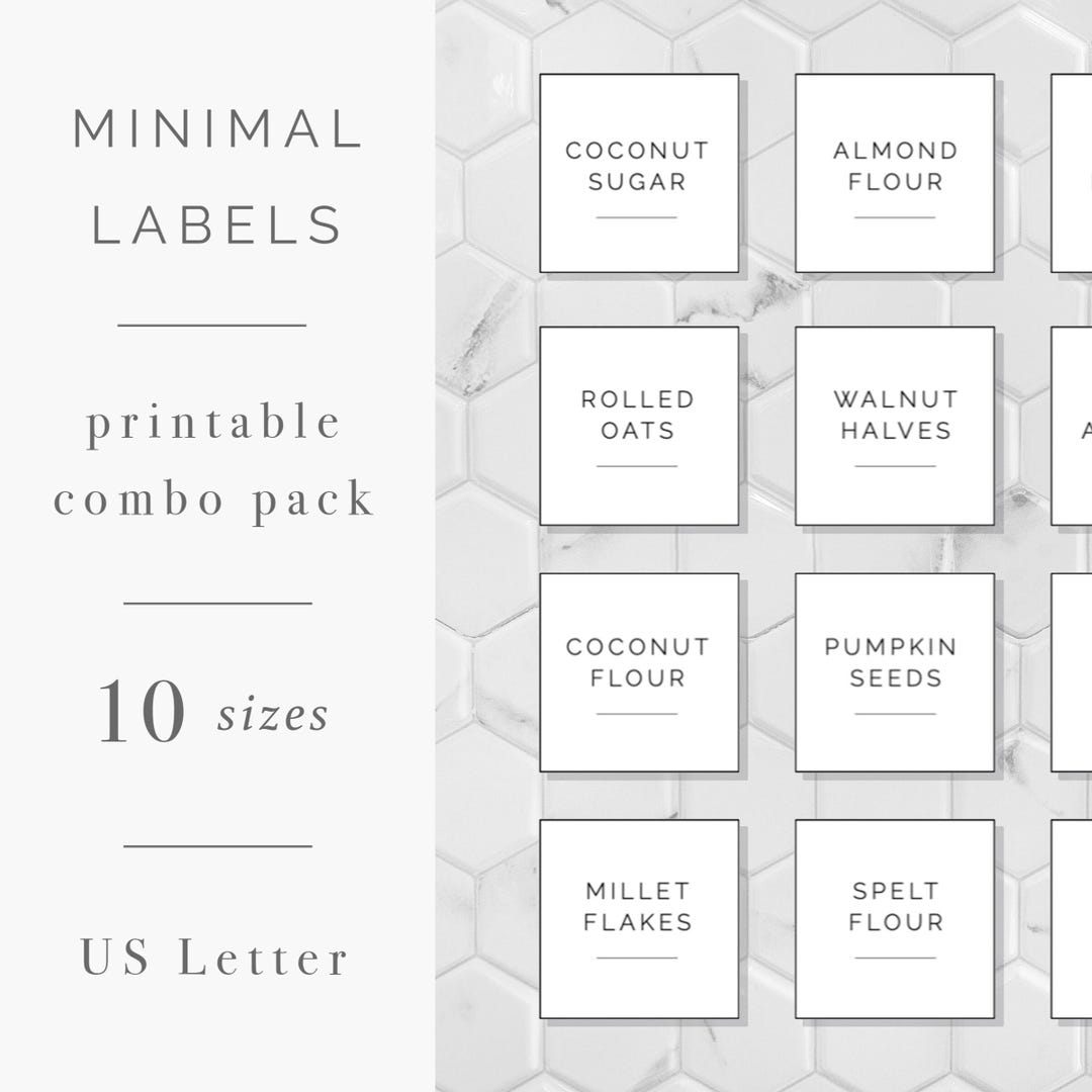 Editable Label Bundle | 10 Label Sizes | US Letter | Minimal Labels ...