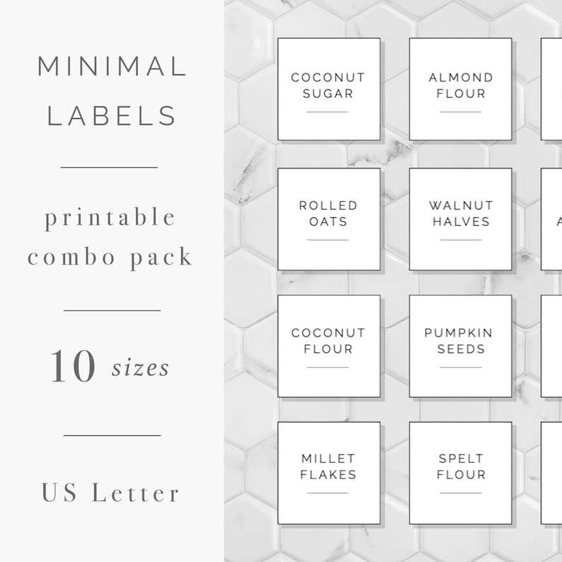 Editable Label Bundle | 10 Label Sizes | US Letter | Minimal Labels ...