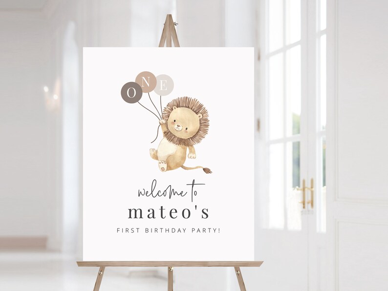 Birthday Welcome Sign Template, Lion Welcome Sign, Lion Balloons ...