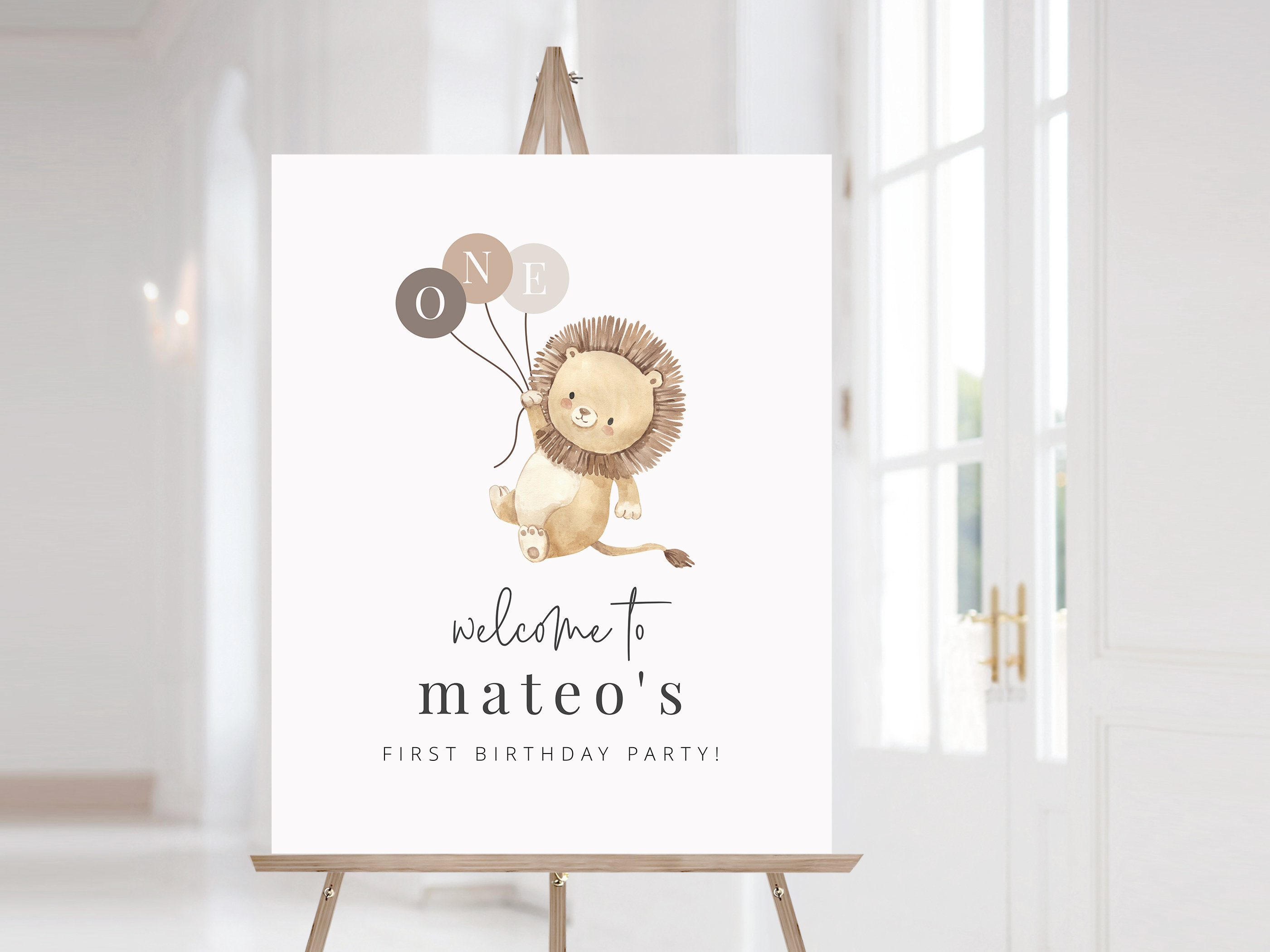 Birthday Welcome Sign Template, Lion Welcome Sign, Lion Balloons ...