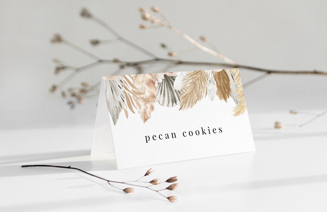 Boho Leaf Buffet Labels Template, Boho Birthday Party, Buffet Cards ...