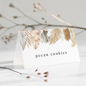 Boho Leaf Buffet Labels Template, Boho Birthday Party, Buffet Cards ...