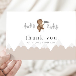 Bear Thank You Card Template, Bear Thank You Note, Bear Mountains Thank ...