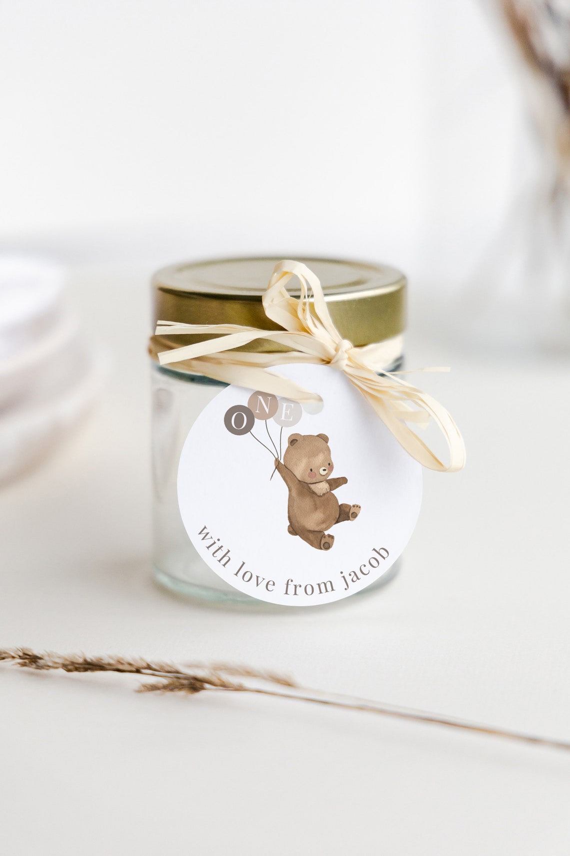 Bear Favor Tag Template, Teddy Bears Picnic, Bear Brown Balloons, 1st ...