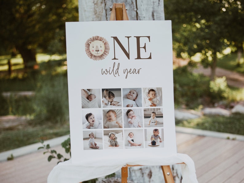 CANVA Template, One Wild Year, Photo Collage Template, First Year ...