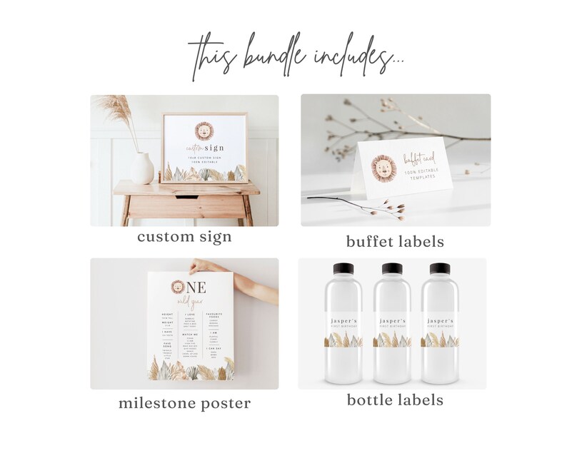 Wild One Bundle Printable Birthday Templates First Birthday - Etsy