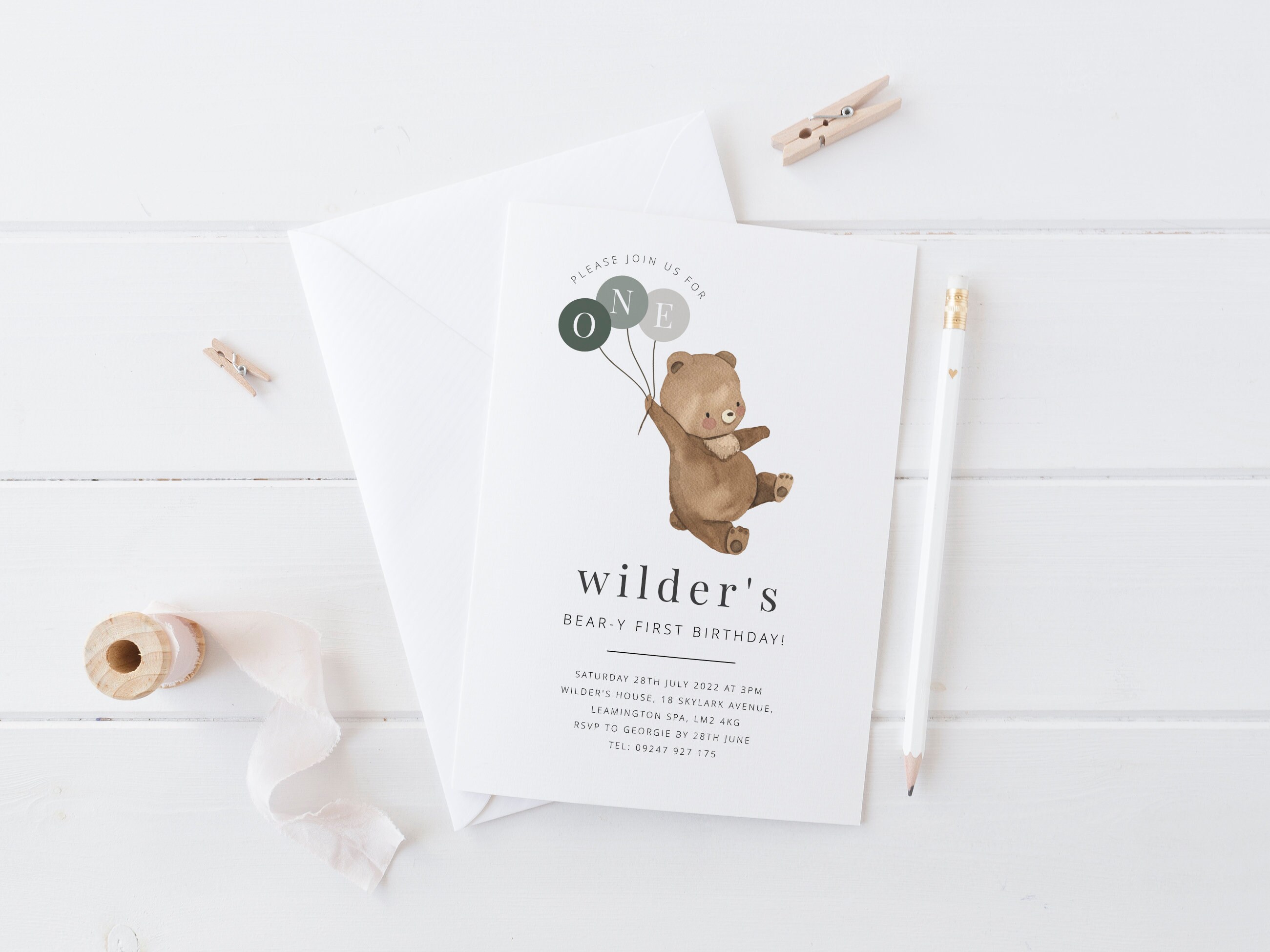 Bear Invitation Template 1st Birthday Boy Bear Forest | Etsy