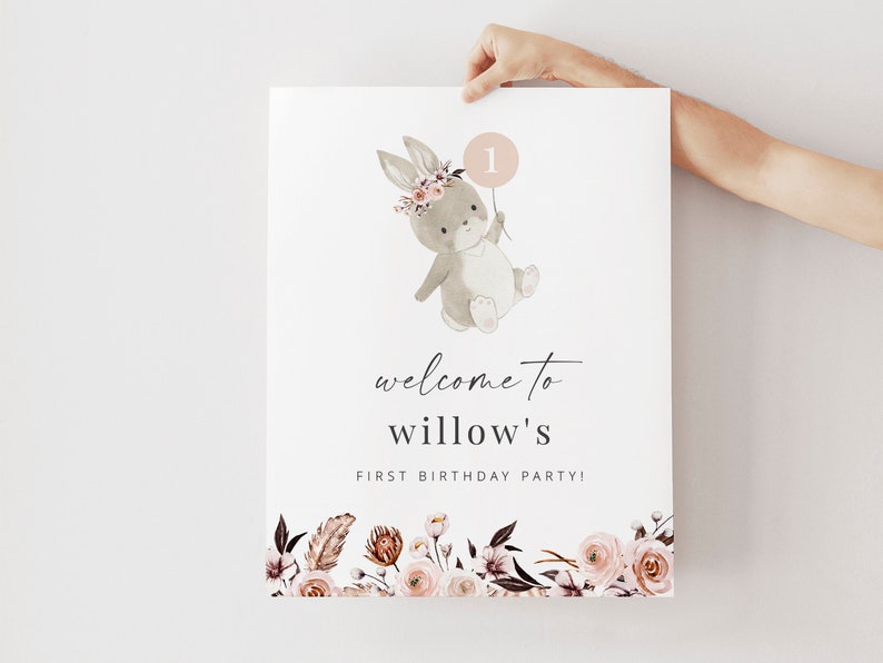 Bunny Welcome Sign Template Bunny Rabbit Welcome Sign - Etsy