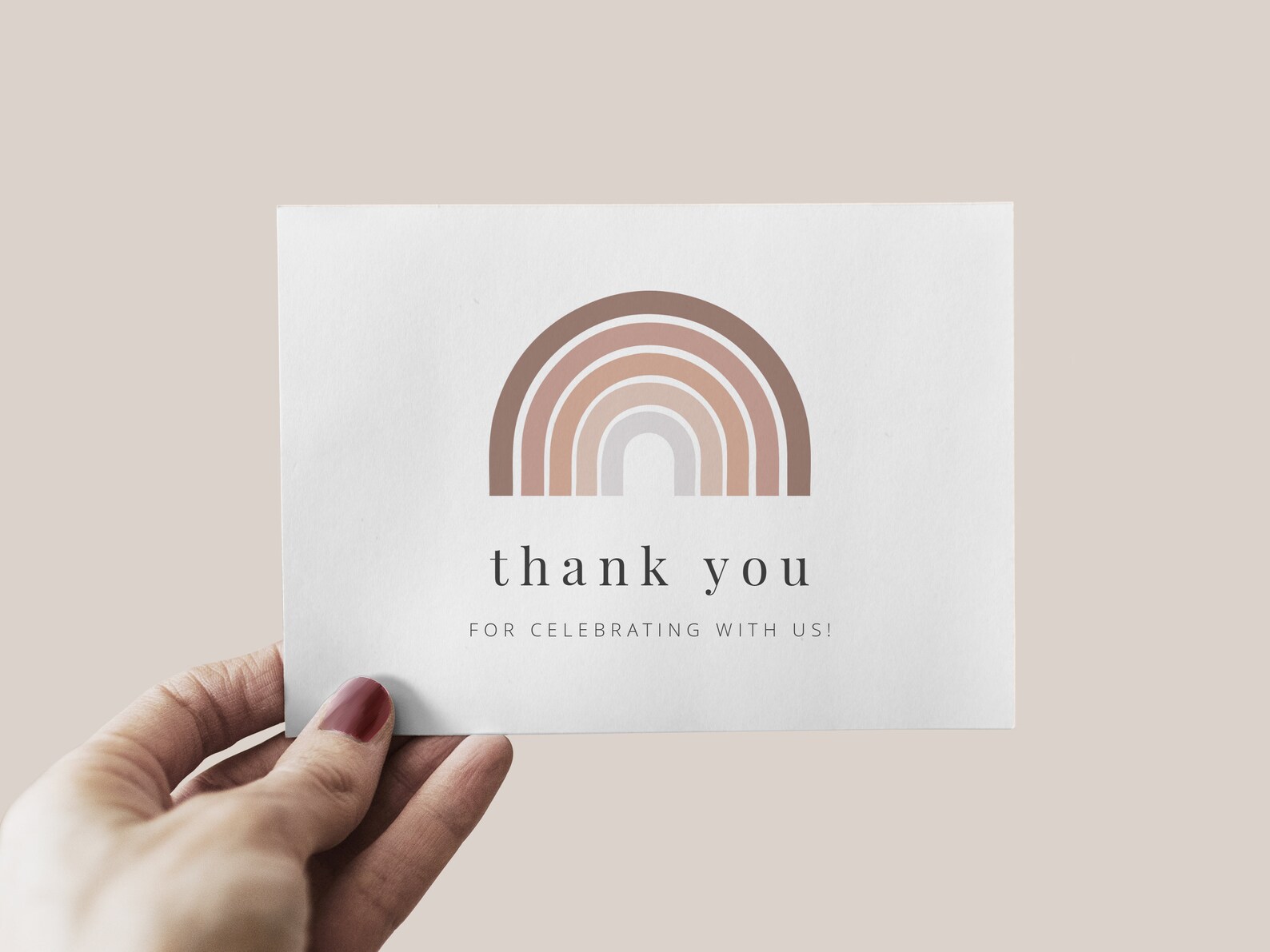Editable Thank You Card Neutral Rainbow Thank You Note - Etsy
