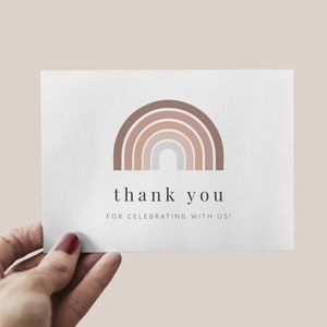 Editable Thank You Card | Neutral Rainbow Thank You Note | Earth Toned ...