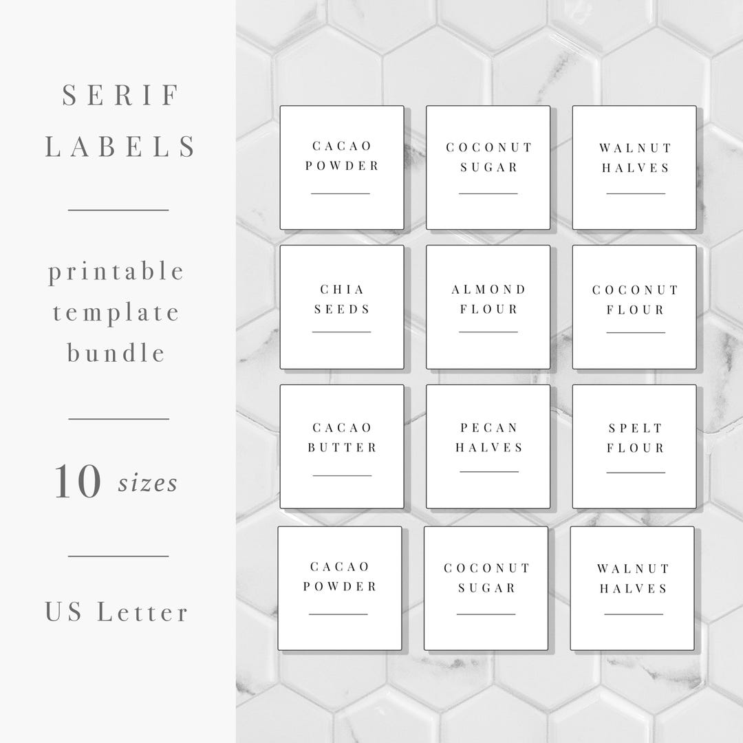 Editable Label Bundle | 10 Label Sizes | US Letter | Serif Labels ...