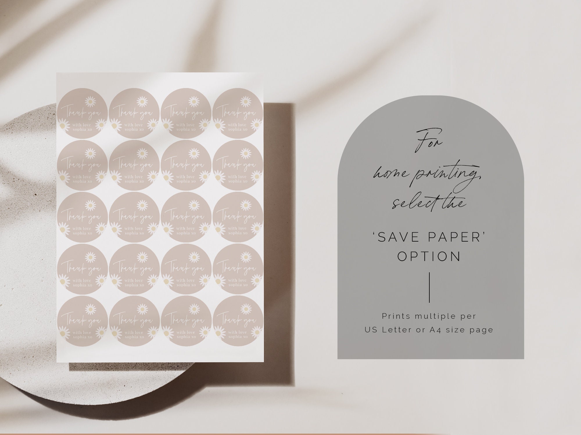 Daisy Sticker Template 2 Inch Sticker Floral Thank You - Etsy