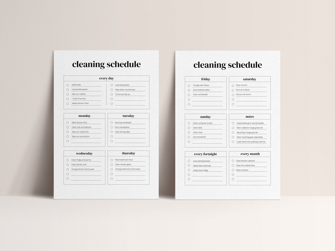 Editable Cleaning Checklist Modern Cleaning Checklist - Etsy UK