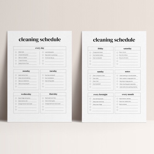 Editable Cleaning Checklist Modern Cleaning Checklist | Etsy