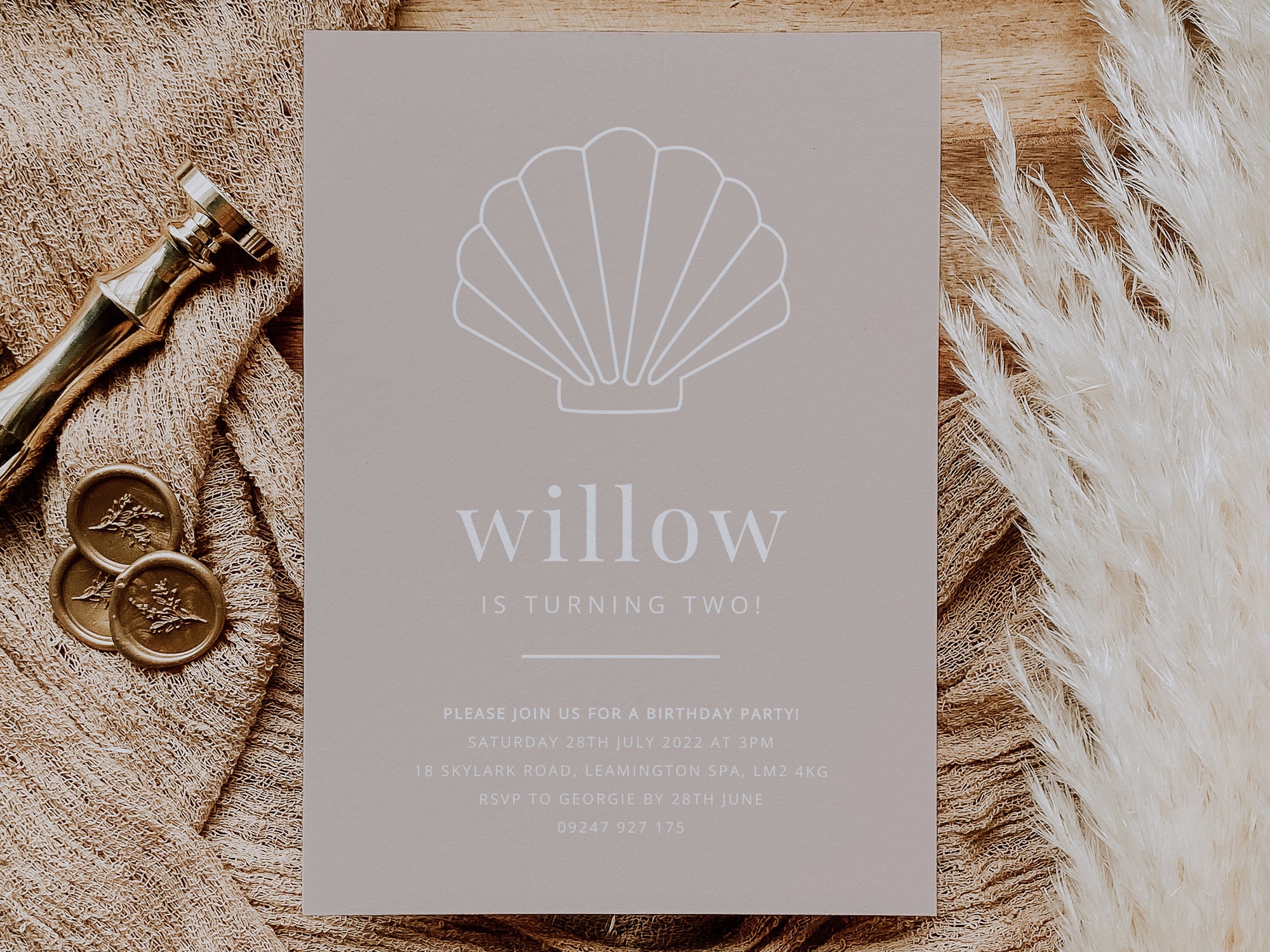 Shell Birthday Invite Template Nautical Theme Birthday Blush | Etsy