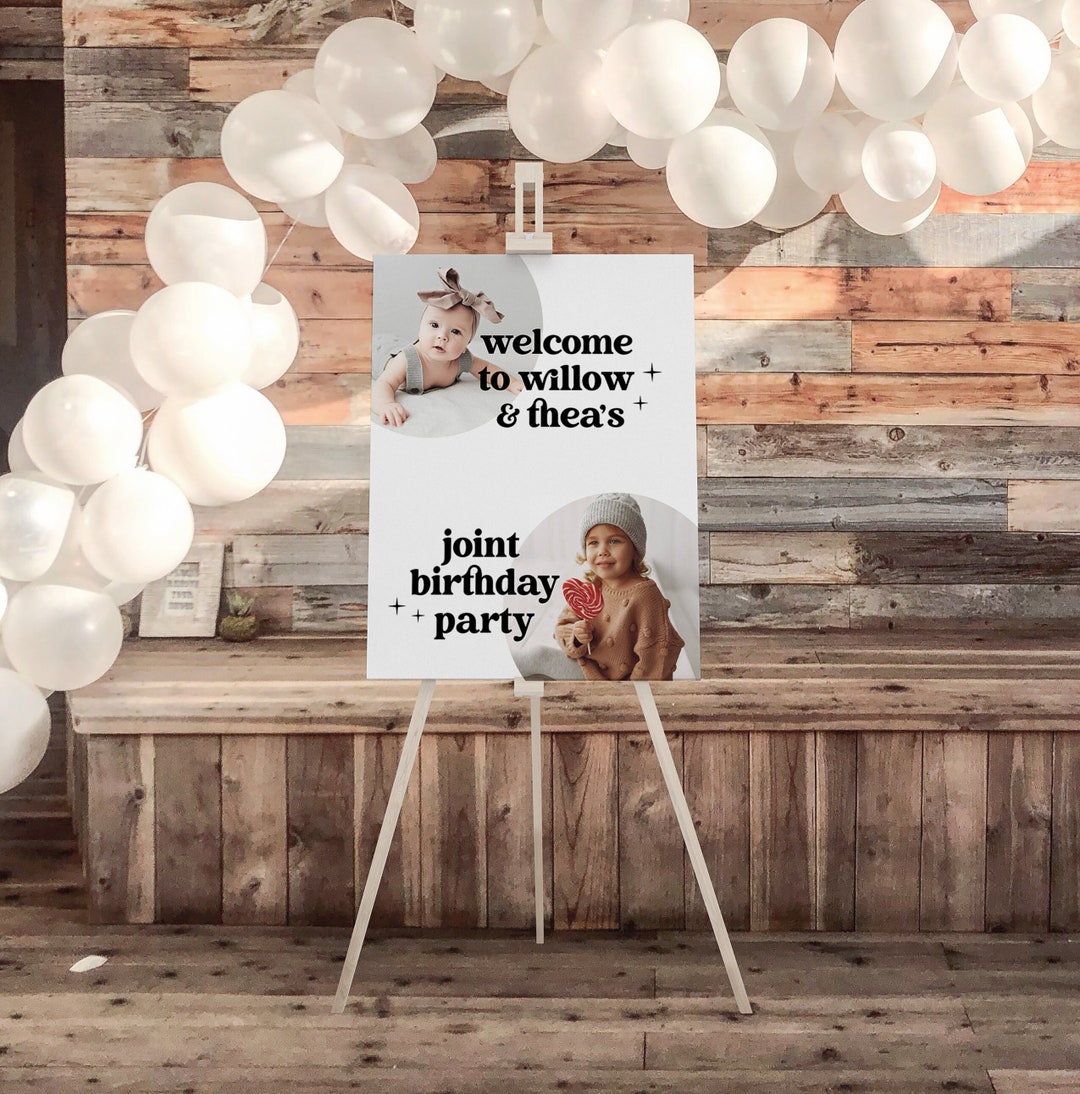 Joint Birthday Welcome Sign Template, Double Birthday Welcome Poster ...