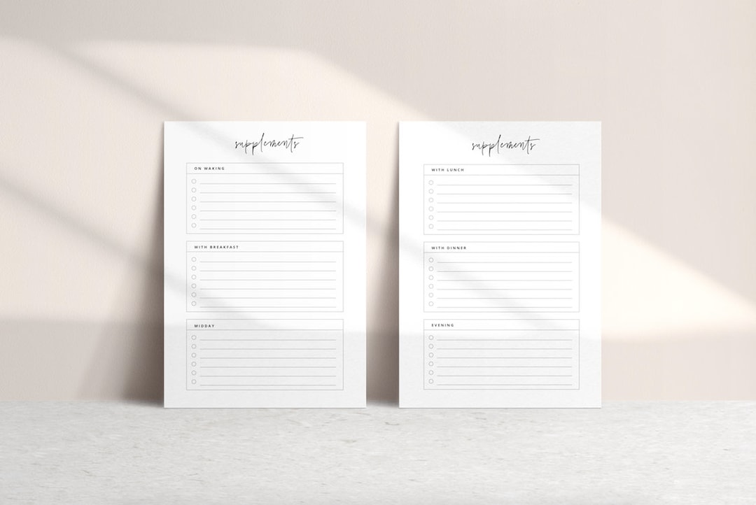 Editable Supplements Checklist | Daily Supplements Printable | Vitamin ...