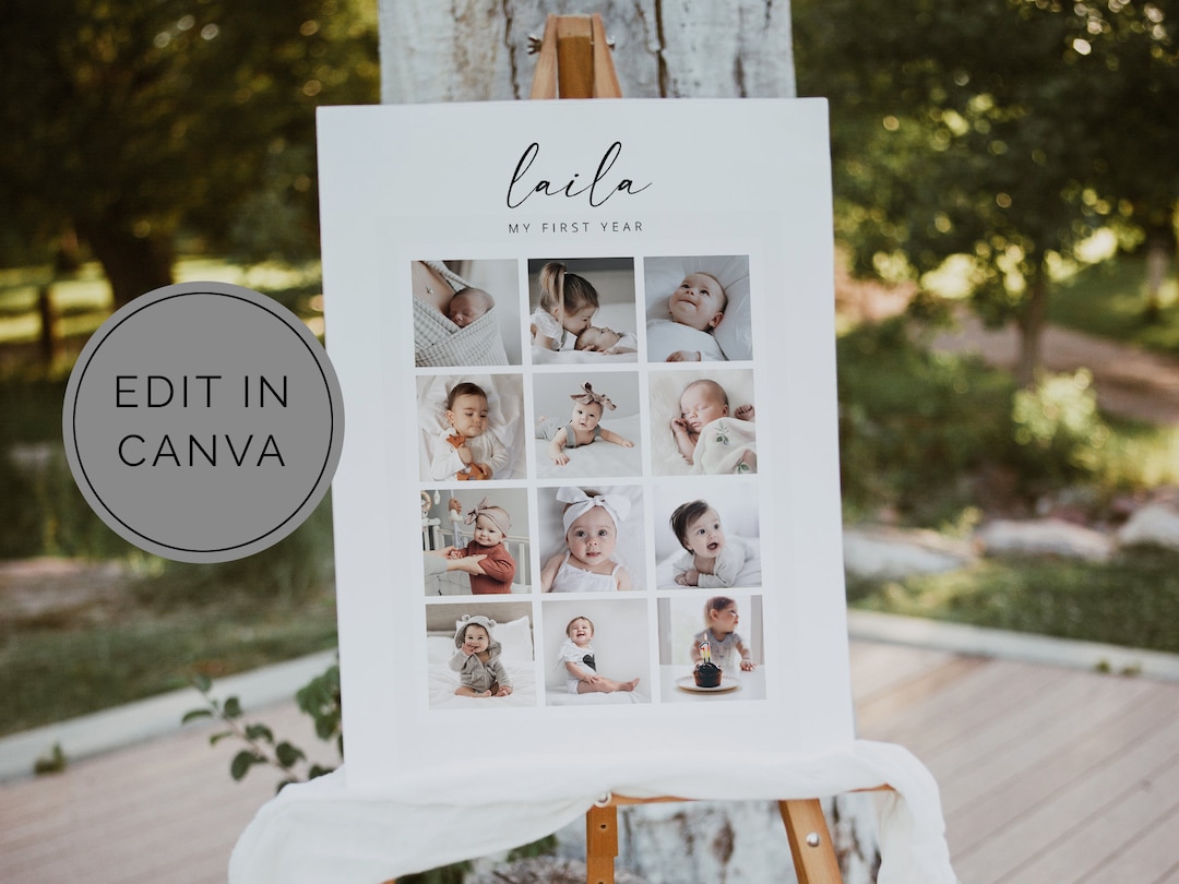 Babys First Year Poster Canva Template 1st Birthday Photos - Etsy