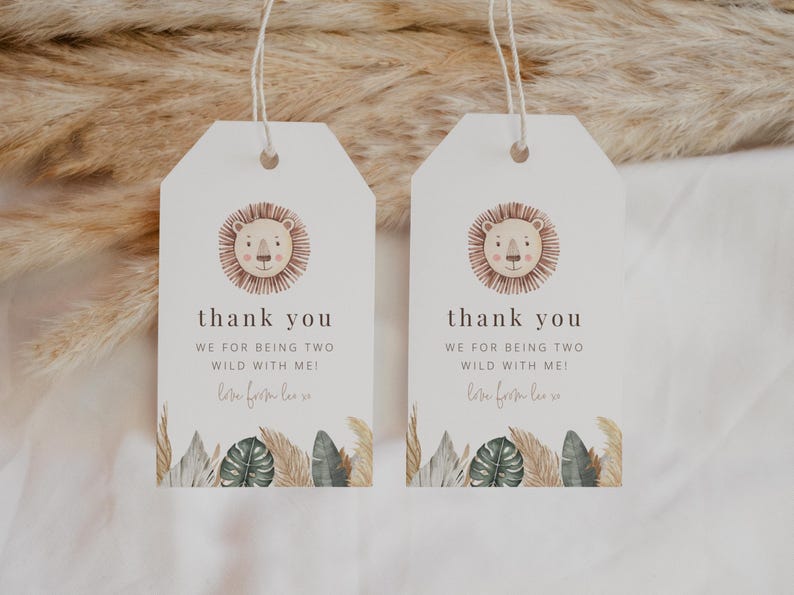 Two Wild Favor Tag Template, Safari 2nd Birthday, Boho Safari Birthday ...