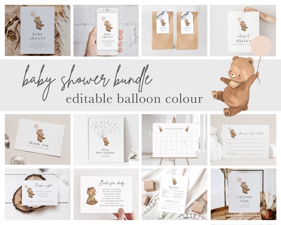 Bear Baby Shower Bundle Teddy Bear Baby Shower Printable | Etsy