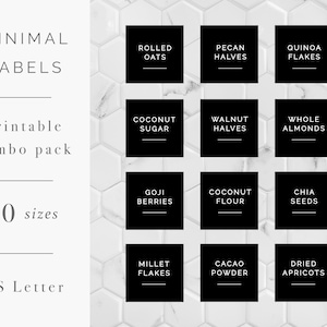 Editable Black Label Bundle | 10 Label Sizes | US Letter | Minimal ...