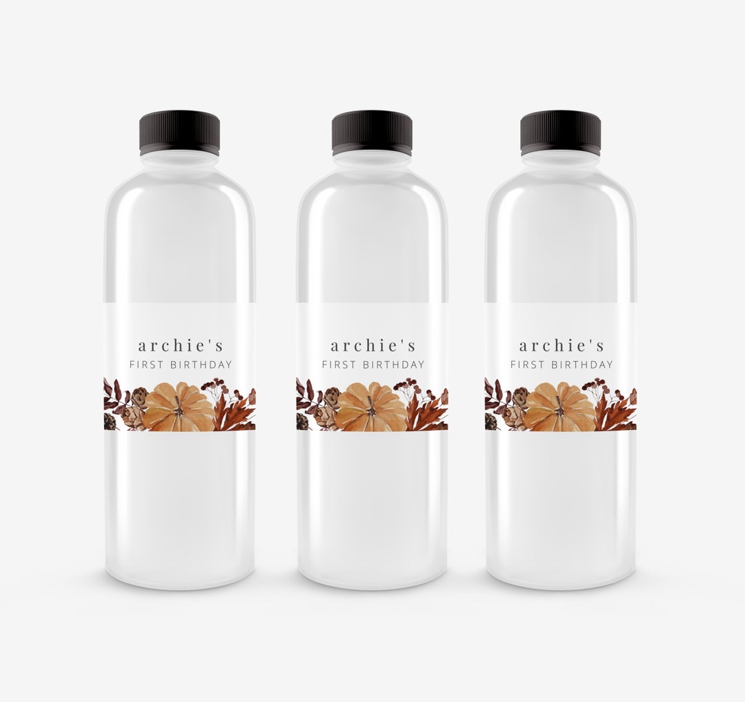 Fall Water Bottle Label Template, Autumn Birthday, Fall Bottle Label ...
