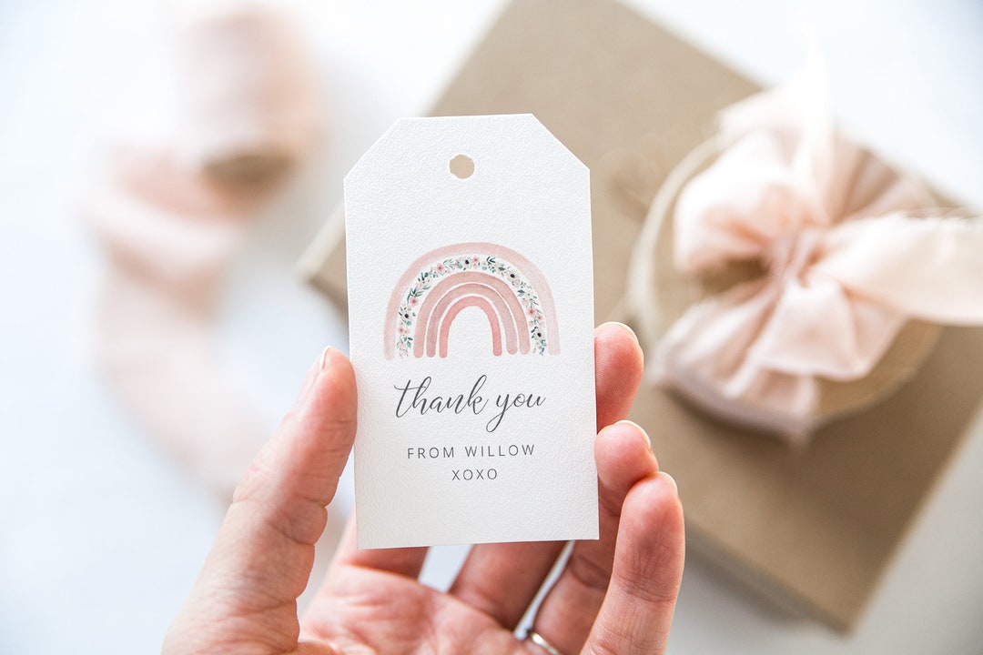 Rainbow Favor Tag Template, Boho Rainbow, Rainbow Thank You Tag, 1st ...