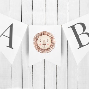 Happy Birthday Banner Template, 5x7 Banner Flags, Safari Birthday, Lion ...