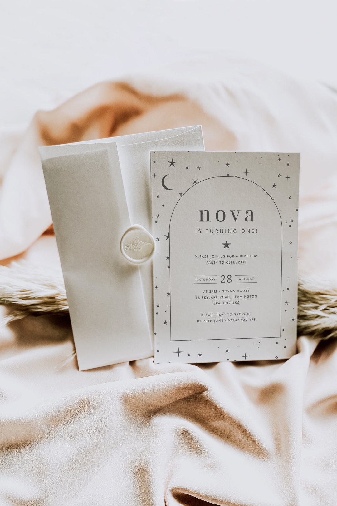 Editable Birthday Invite, Celestial Theme Birthday Invitation, Moon and ...