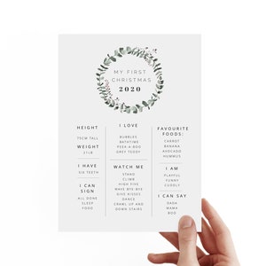 Editable Mini Milestone Card, Babys Christmas Milestone Card, Christmas ...