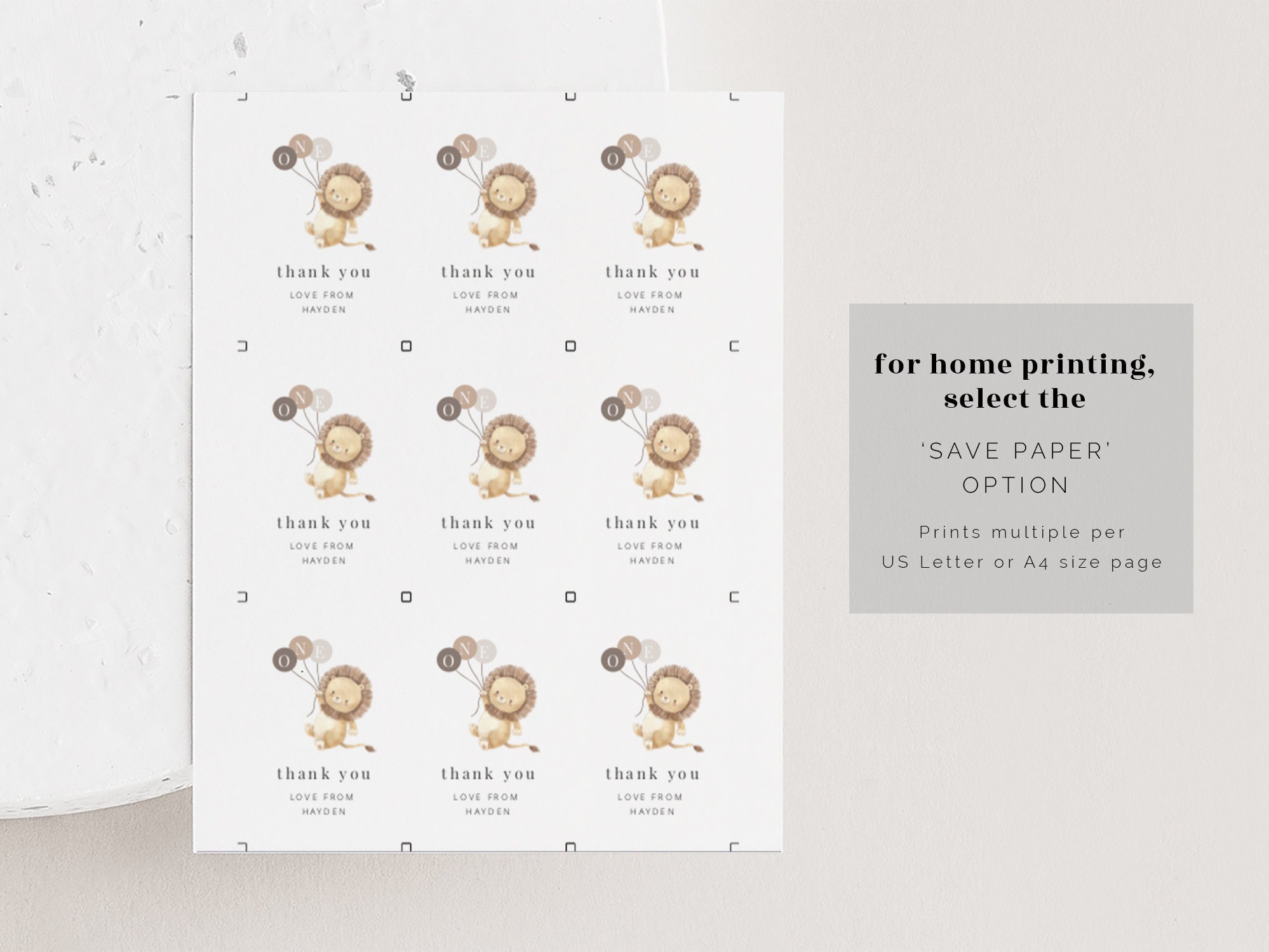 Lion Favor Tag Template, Lion Brown Balloons, Lion Gift Tag, Safari ...
