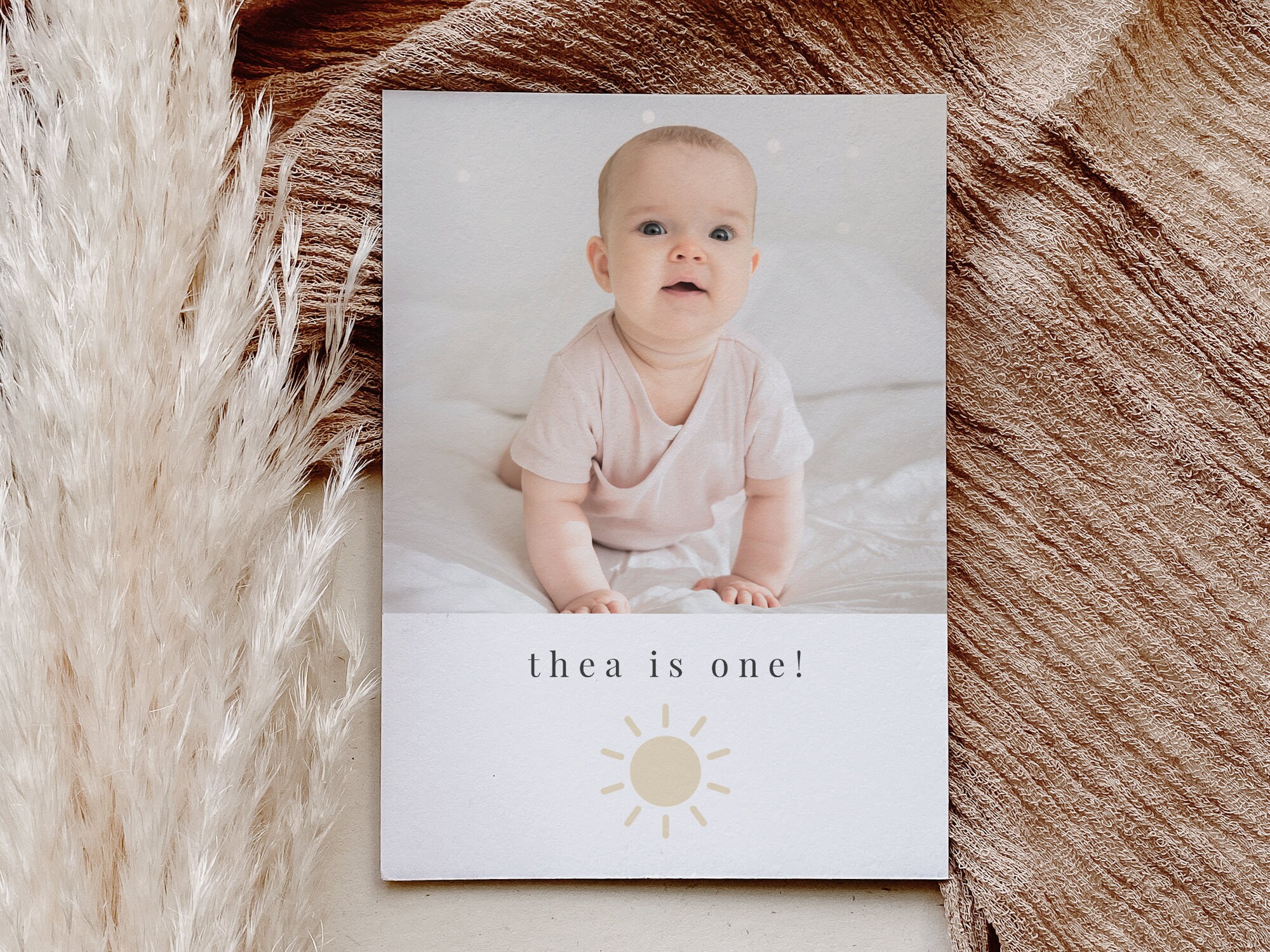 Mini Milestone Card Template, Mini Photo Collage, Sun 1st Birthday ...